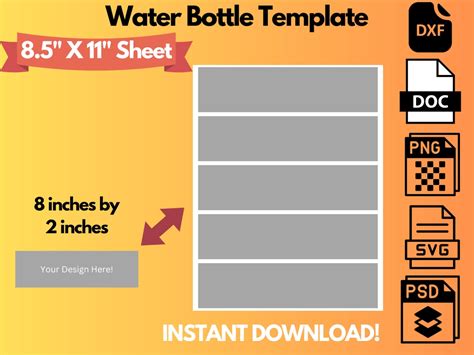 Water Bottle Template Water Bottle Label Blank Svg Canva Microsoft