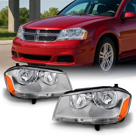 Akkon New Dodge Avenger Chrome Bezel Headlights Pair Oe Replacement