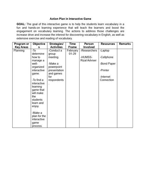 Action Plan 3 Is Pdf Learning Vocabulary