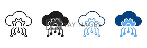 Cloud Server Setting Black And Color Pictogram Digital Cloud With Gear