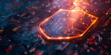 Cybersecurity Concept Shield Wireframe With Data Protection And Privacy