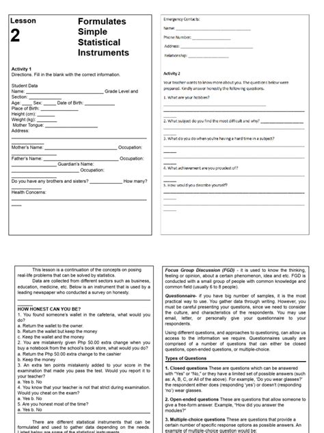 Module Grade 7 Pdf Statistics Questionnaire