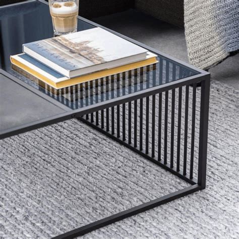 Table Basse Carrée Effet Marbre Verre Et Métal Strita