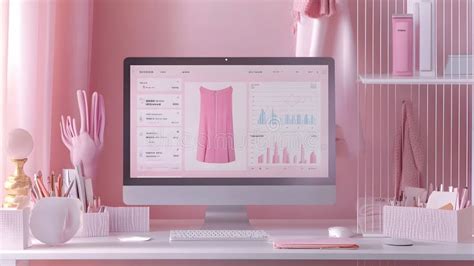 Pastel Pink Fashion Design Software On A Modern Computer Screen Stock Illustration