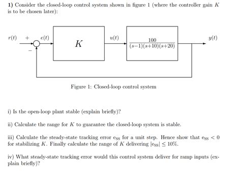 Solved Consider The Closed Loop Control System Shown In Chegg