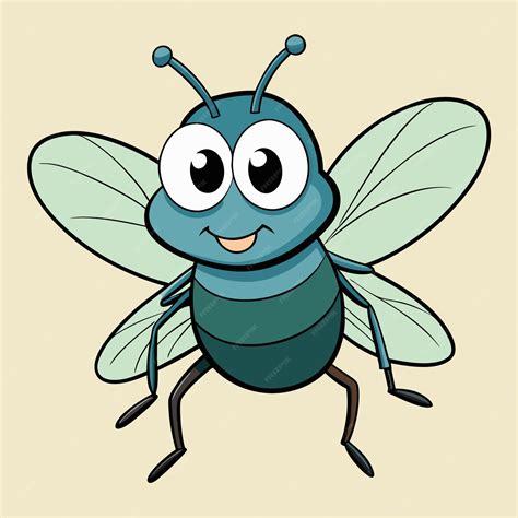 Cute Cartoon Fly Character Premium Ai Generated Vector
