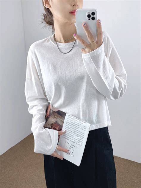 루루 여리여리 루즈핏 라운드넥 크롭 티셔츠 2color