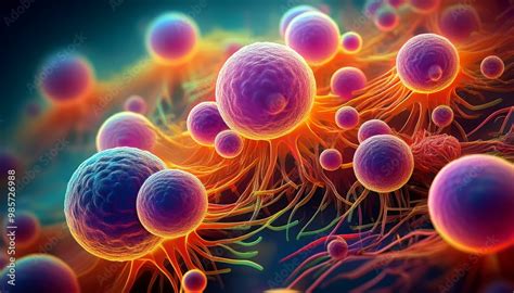 Staphylococcus Aureus Cluster Of Spherical Bacteria Magnified Under A Microscope Stock