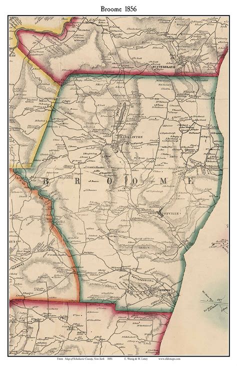 Broome New York 1856 Old Town Map Custom Print Schoharie Co Old Maps