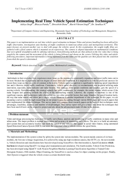 Pdf Implementing Real Time Vehicle Speed Estimation Techniques