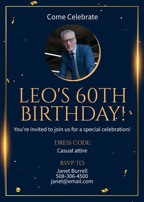 Unique 60th Birthday Invitation For Men