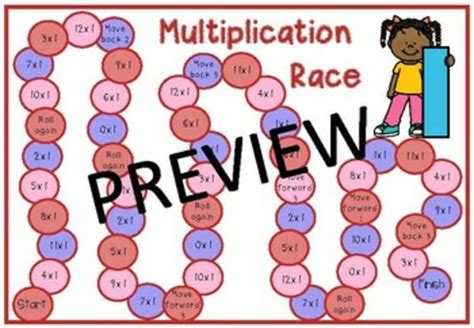 Multiplication Race Multiply By 1 Multiplication Board Game Math