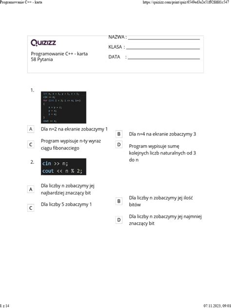 Programowanie C Karta Pdf