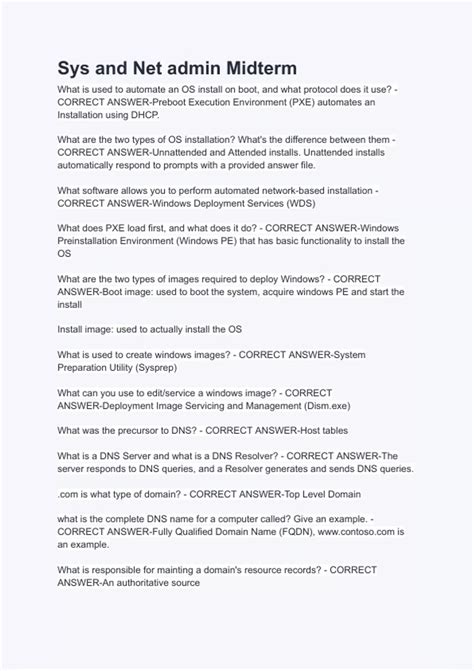 Sys And Net Admin Midterm Answers For Each Questions With Lots Of