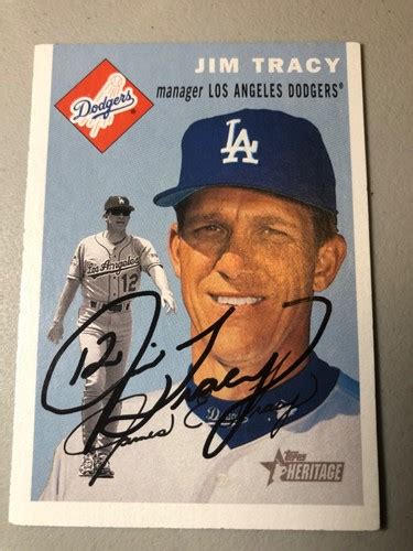2003 Topps Heritage Los Angeles Dodgers Jim Tracy Autographed Baseball