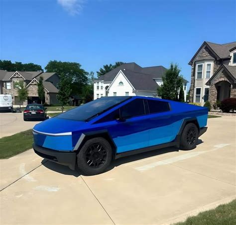 Blue Tesla Cybertruck Two Tone Cybertruck Vehicle Detailing Cyber Truck