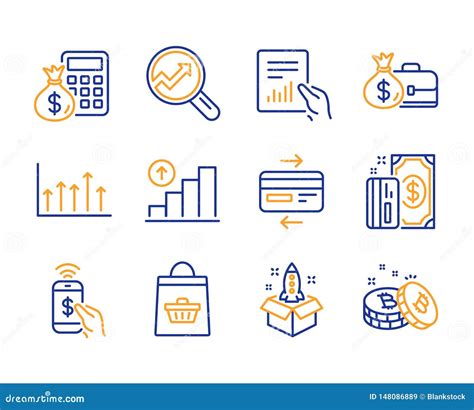 Graph Chart Finance Calculator And Analytics Icons Set Phone Payment