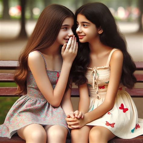 Two Young Teen Girls In Bikinis Sharing A Tender Kiss Ai Art
