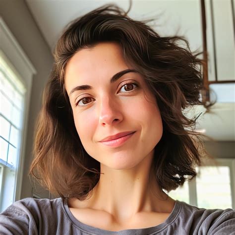 Premium Photo Smiling Woman Taking A Casual Selfie Indoors During Daytime
