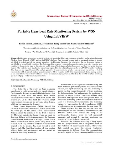 pdf portable heartbeat rate monitoring system by wsn using labview