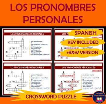 Pronombres Personales Crossword Puzzle On Subject Personal Pronouns