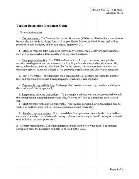 Version Description Document Guide