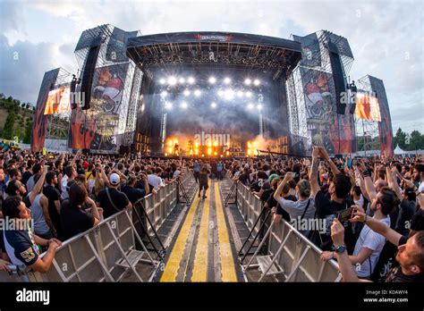 Madrid Jun 24 The Crowd In A Concert At Download Heavy Metal Music