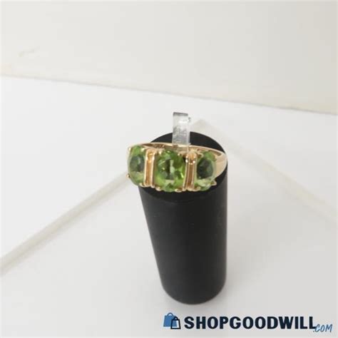 14k Yellow Gold W3 Peridot Gemstones Size 6 Ring 251g