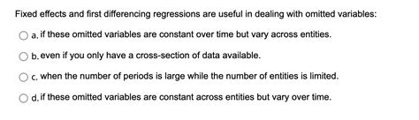 Solved Fixed Effects And First Differencing Regressions Are