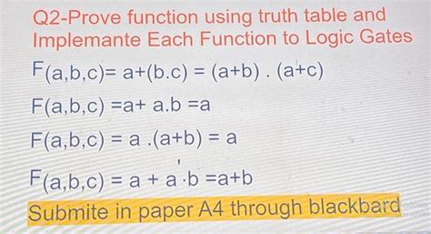 Solved Q2 Prove Function Using Truth Table And Implemante