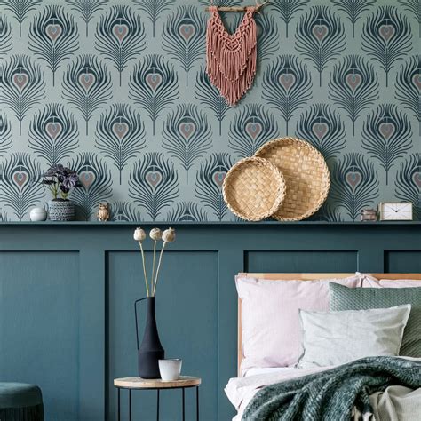 Peacock Feather Wall Stencil Large Peacock Feather Wall Art Stencil