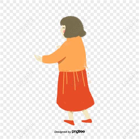 Short Haired Girl Silhouette In Cartoon Red Skirt Red Shorts Scenes Png