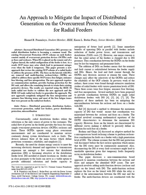 An Approach To Mitigate The Impact Of Distributed Generation On The Overcurrent Protection