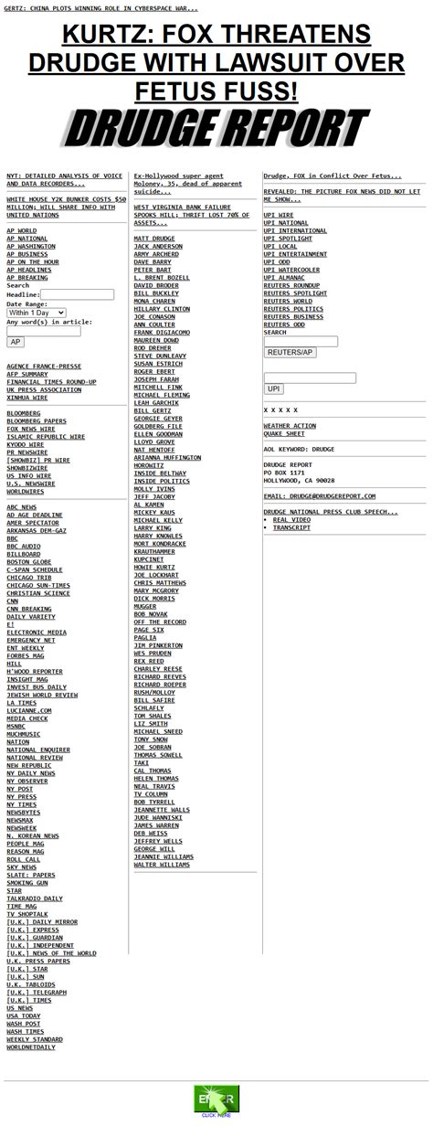 Drudge Report In 1999 Web Design Museum