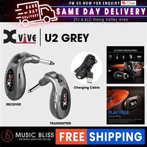 Xvive Audio U2 Digital Wireless Guitar System Grey Total Music Gear