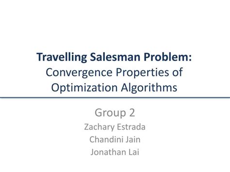 PPT Travelling Salesman Problem Convergence Properties Of Optimization Algorithms PowerPoint