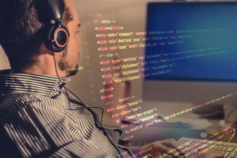premium photo programmer developing new computer code while working