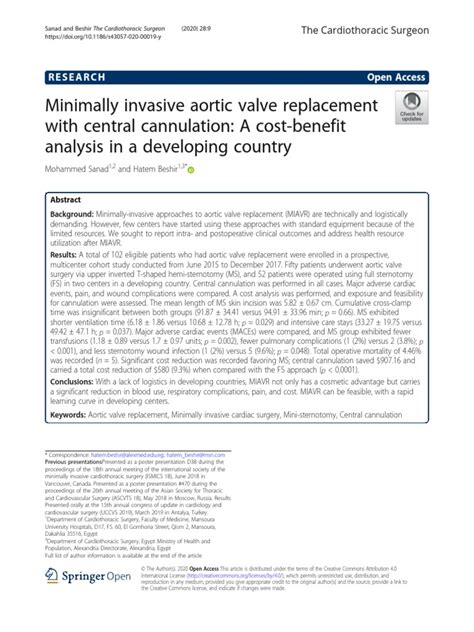 Minimally Invasive Aortic Valve Replacement Pdf Aorta