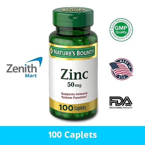 Natures Bounty Zinc 50 Mg 100 Tablets Zenith Mart