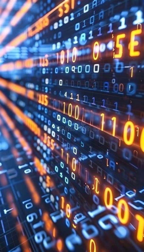 Digital Interface With Pixelated Data Stream Binary Code And Encryption Concept Glowing Dots