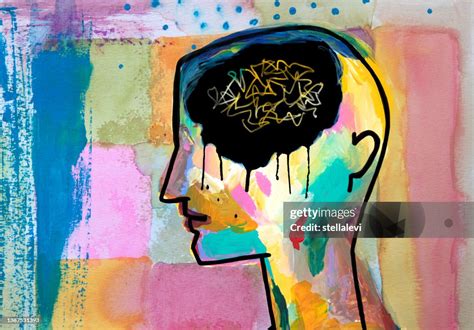 Persons Head With Chaotic Thought Pattern Depression Sadness Mental
