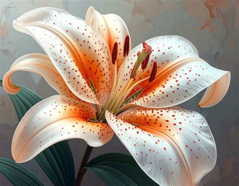 Beautiful White And Orange Lily Flower Stock Illustration