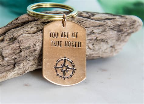 Compass Key Ringtrue North Keyringsailing Keychainlove Keyring