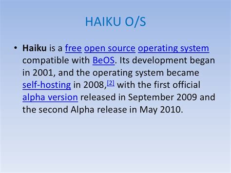 Haiku Operating System