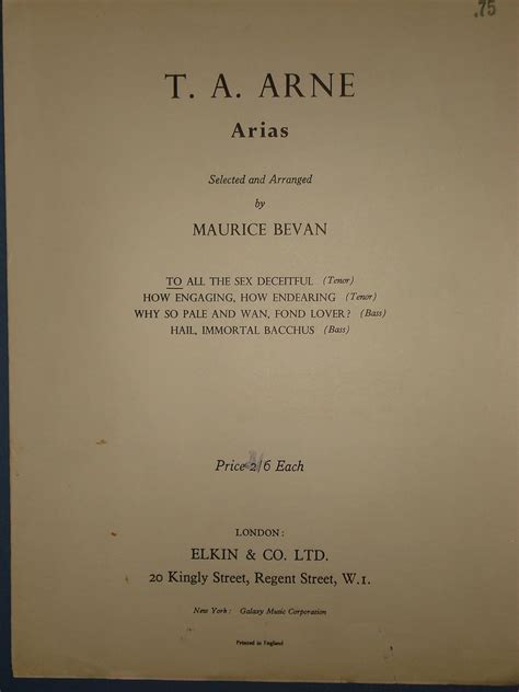 To All The Sex Deceitful Dr Thomas Arnes Arne Dr Thomas Arne Dr