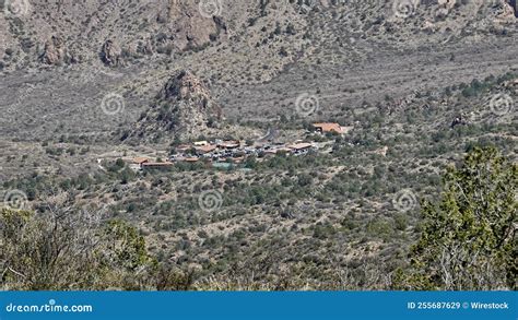 Aerial Of Camp At Big Bend National Park From 10 Miles Out Stock Image