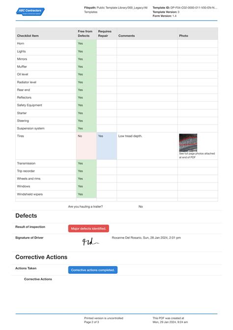 Vehicle Inspection Checklist Excel Free