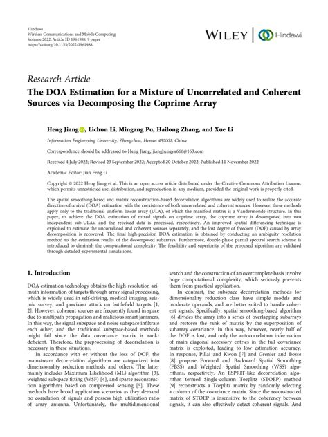 Pdf The Doa Estimation For A Mixture Of Uncorrelated And Coherent