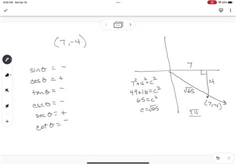 Solved Find The Values Ol Sine Cosine Tangent Cosecant Secant And Cotangent For The Angle
