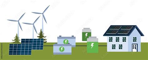 Set Of Different Elements Of Alternative Sources Of Electricity In